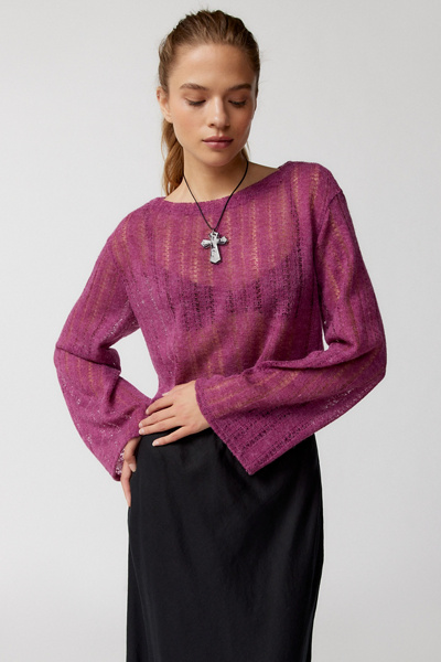 Urban Renewal Remnants Striped Loose Knit Drippy Sleeve Drapey Sweater ...