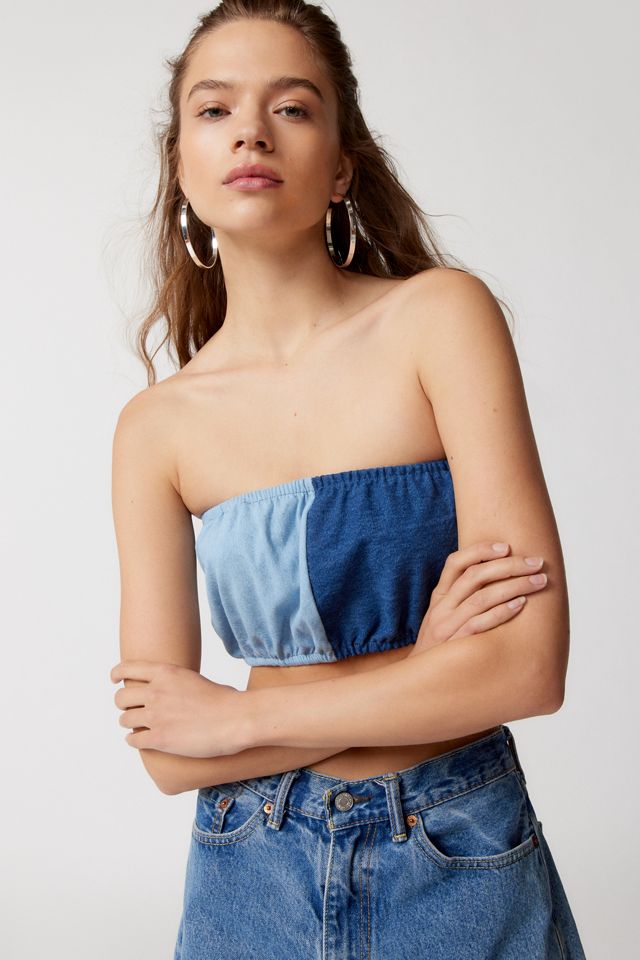 Urban Renewal Remade Two-Tone Denim Tube Top | Urban Outfitters Canada