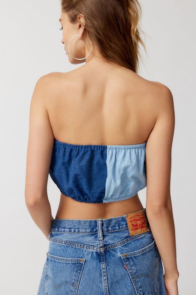 Urban Renewal Remade Two-Tone Denim Tube Top | Urban Outfitters