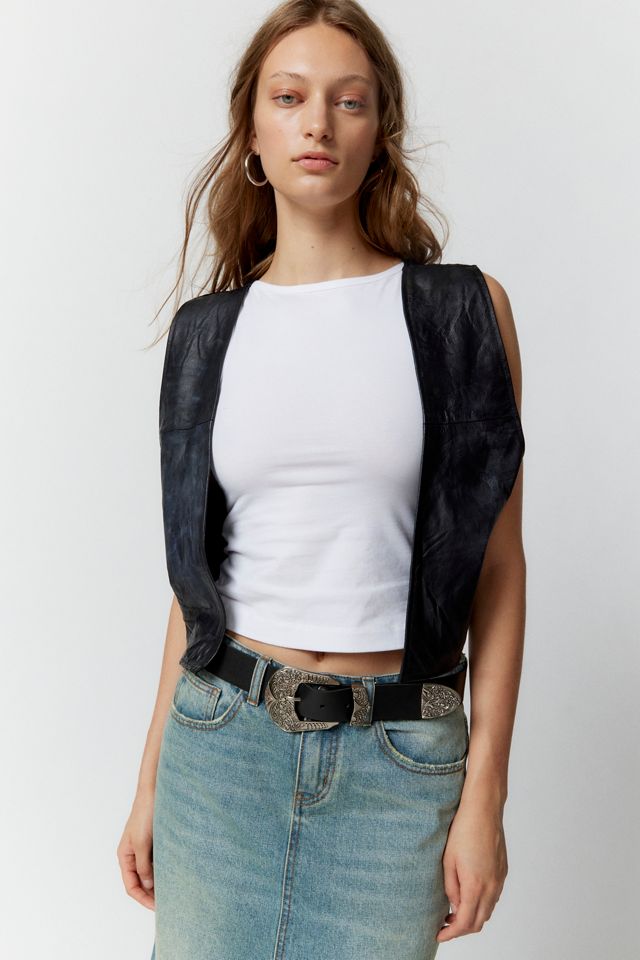 Urban Renewal Remade Leather Lace Back Vest | Urban Outfitters Canada