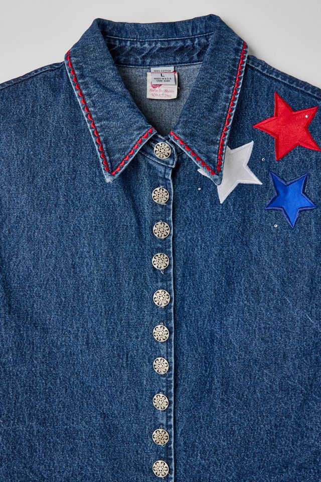 Vintage Denim Star Button-Down Shirt | Urban Outfitters