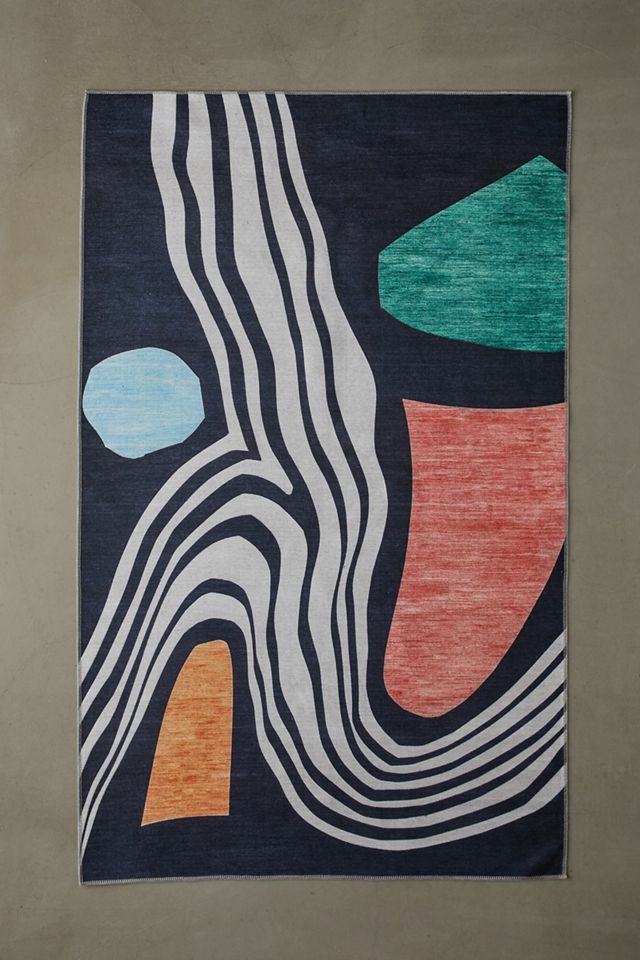 Abstract Printed Washable Rug | Urban Outfitters
