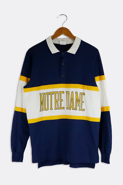 Vintage Notre Dame Quarter Button Up Collared Rugby Shirt | Urban ...