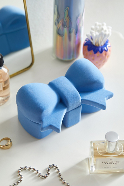 Bow Flocked Trinket Box | Urban Outfitters