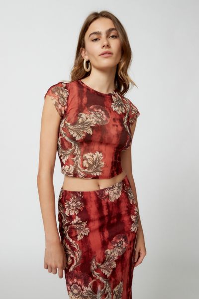 Urban Renewal Remnants Printed Mesh Cap Sleeve Tee Urban Outfitters Canada