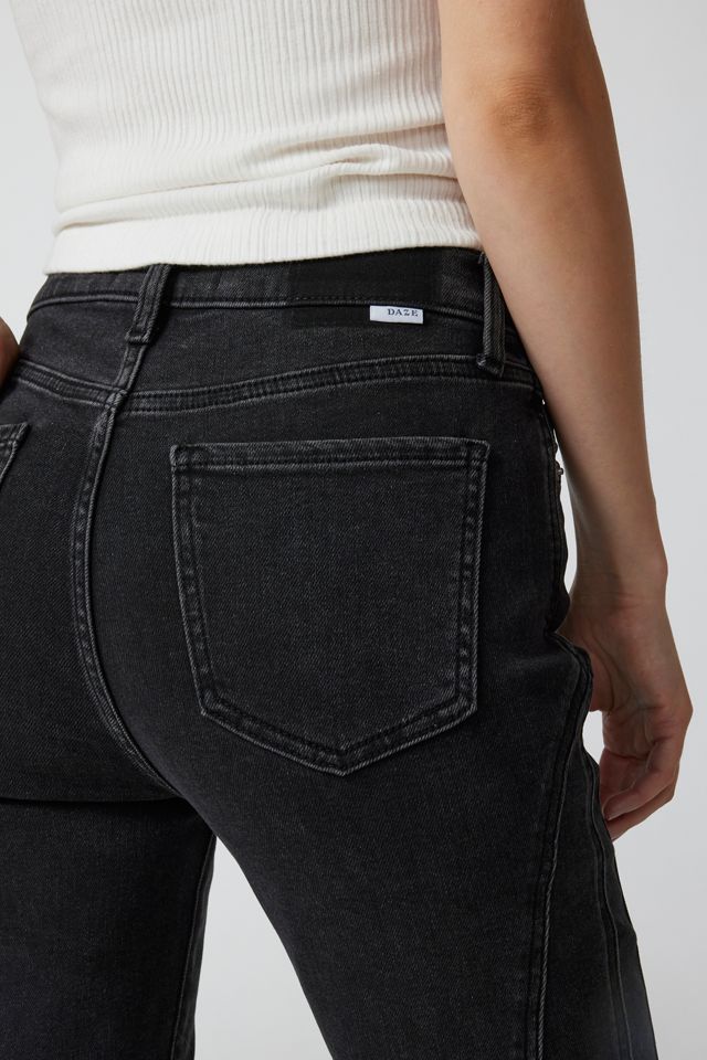 Daze Denim Shy Girl Faux Leather High-Waisted Cropped Flare Jean ...