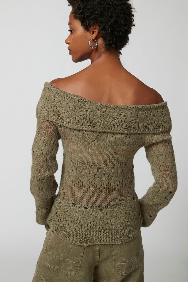 UO Distressed Off-The-Shoulder Sweater | Urban Outfitters