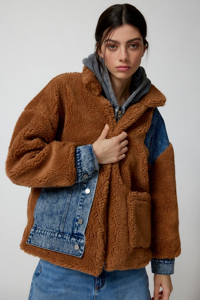 BLANKNYC Under Wraps Fleece & Denim Trucker Jacket | Urban Outfitters