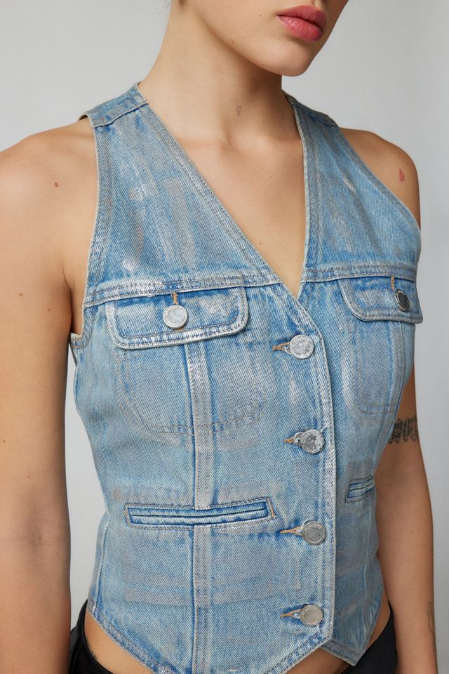 BLANKNYC Silver Star Denim Vest | Urban Outfitters Canada