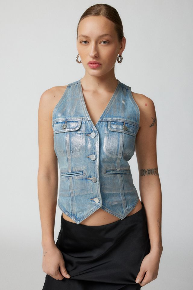 BLANKNYC Silver Star Denim Vest | Urban Outfitters