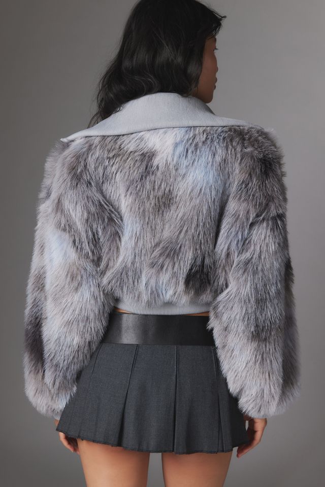 Silence + Noise Portia Faux Fur Cropped Jacket | Urban Outfitters Silence + Noise Portia Faux Fur Cropped Jacket | Urban Outfitters