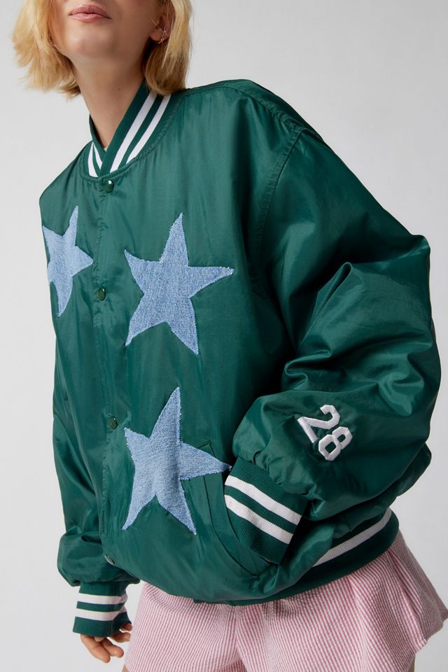 Urban Renewal Remade Denim Star Patch Baseball Jacket | Urban ...