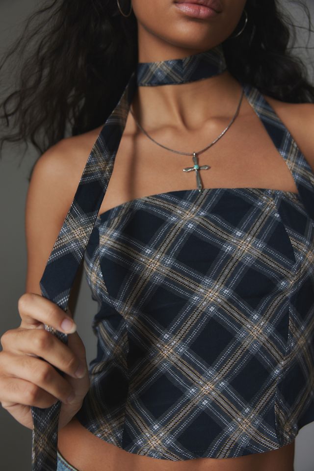 Motel Shaloe Plaid Top & Scarf Set | Urban Outfitters