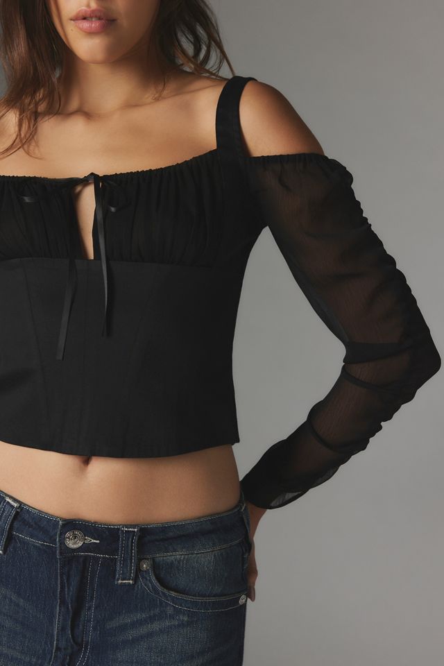 Silence + Noise Cold-Shoulder Corset Top | Urban Outfitters