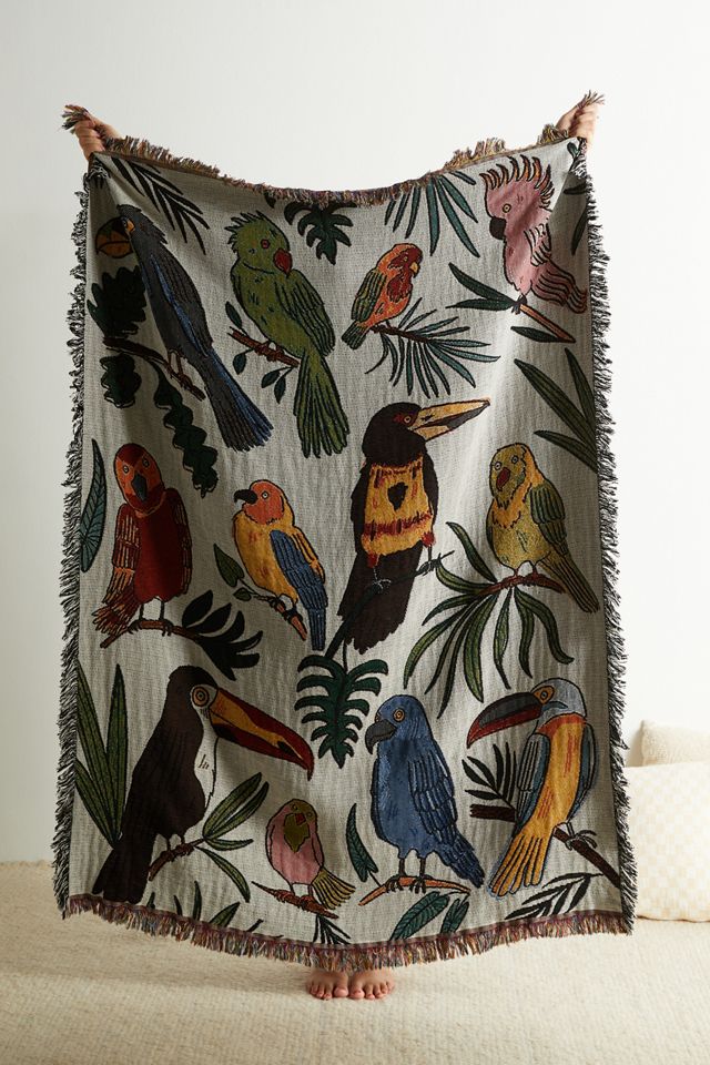 Calhoun & Co. Birdies Of Paradise Tapestry Throw Blanket | Urban Outfitters