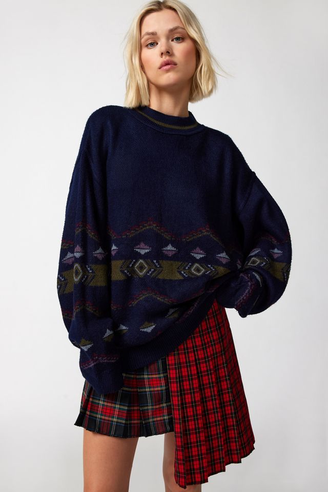 Urban Renewal Vintage Patterned Oversized Sweater | Urban Outfitters