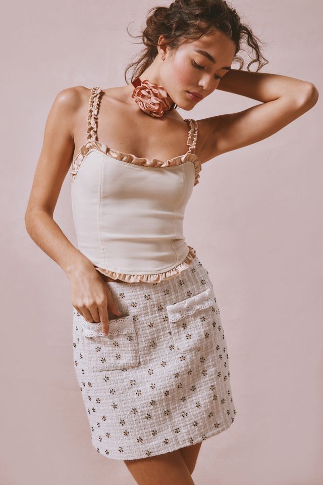Sister Jane Reine Tweed Embellished Mini Skirt | Urban Outfitters