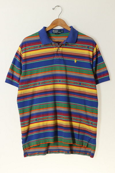 Vintage Polo Ralph Lauren Pattern Stripe Pique Polo Shirt | Urban ...