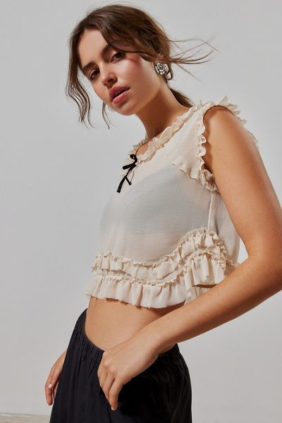 Kimchi Blue Anabelle Sheer Ruffle Blouse | Urban Outfitters