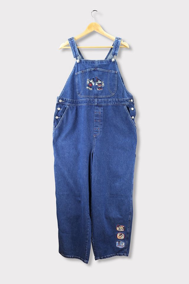 Vintage 90s Mickey and Minnie Mouse Dark Wash Overalls | Urban Outfitters