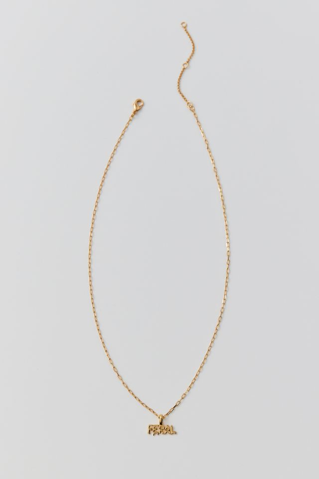 '90s Feral Nameplate 14K Gold-Plated Necklace | Urban Outfitters