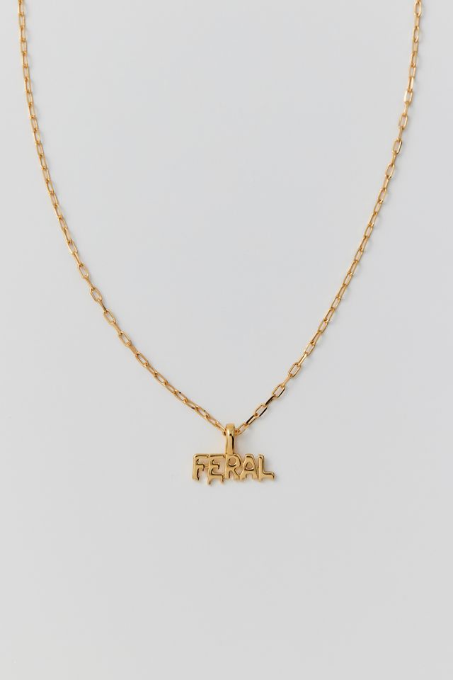 '90s Feral Nameplate 14K Gold-Plated Necklace | Urban Outfitters