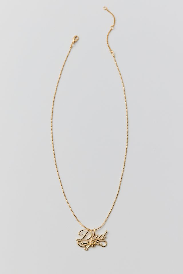 '90s Dad Nameplate 14K Gold-Plated Necklace | Urban Outfitters