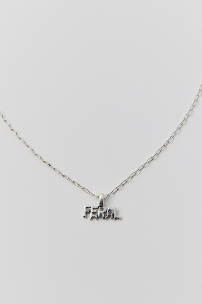 '90s Silver-Plated Feral Nameplate Necklace | Urban Outfitters