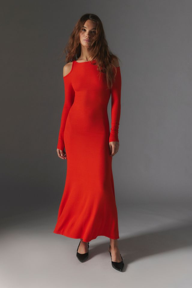 Silence + Noise Xandra Knit Cold Shoulder Maxi Dress | Urban Outfitters ...