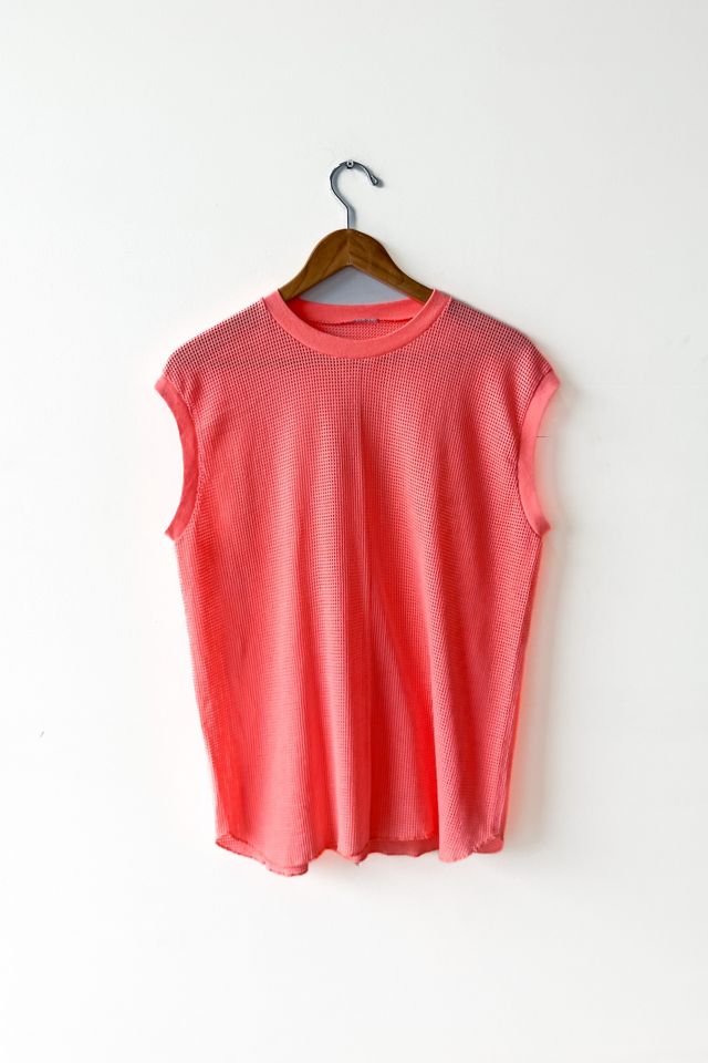 Vintage 80s Neon Coral Mesh Muscle Tank | Urban Outfitters