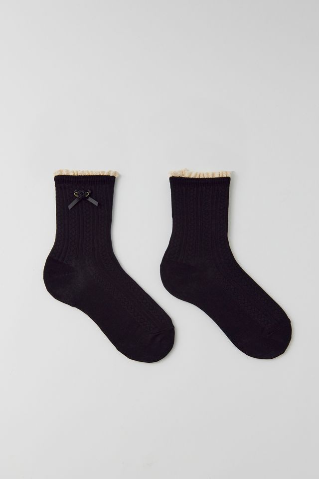 Rosette Pointelle Crew Sock | Urban Outfitters