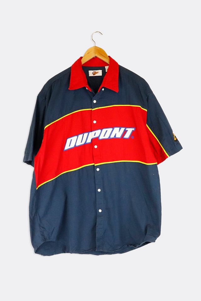 Vintage Dupont 24 Patch Full Button Up Collared T Shirt | Urban Outfitters