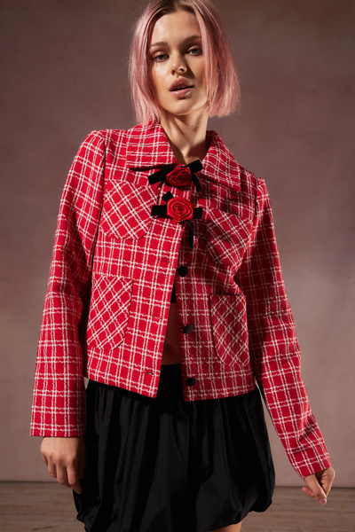 Sister Jane Garnet Checked Jacket | Urban Outfitters Canada