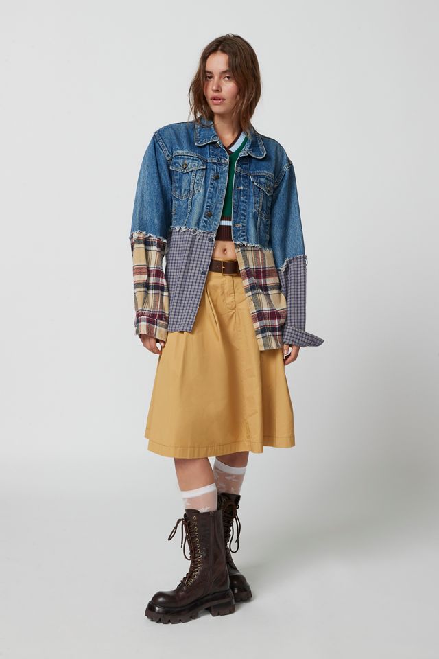 Urban Renewal Remade Spliced Heavy Flannel Denim Jacket | Urban Outfitters