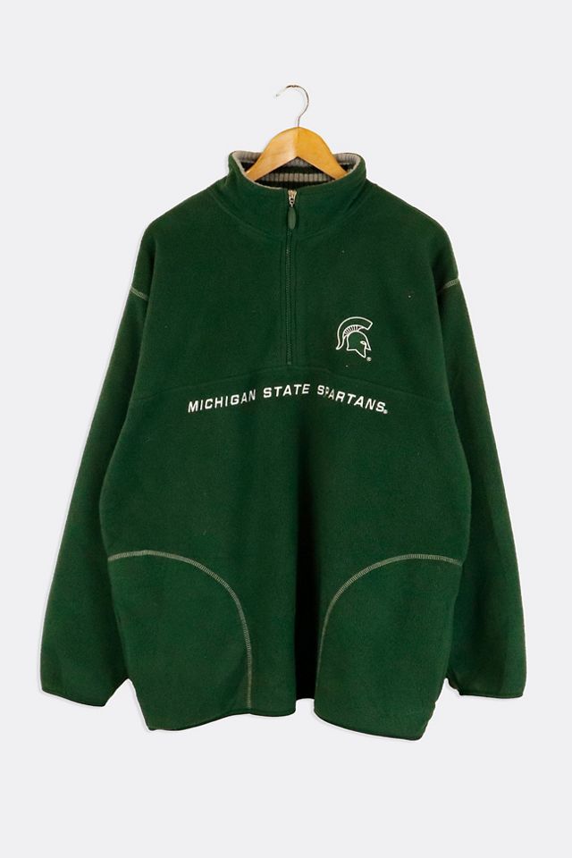 Vintage NCAA Michigan State Spartans Embroidered Fleece Quarter Zip ...