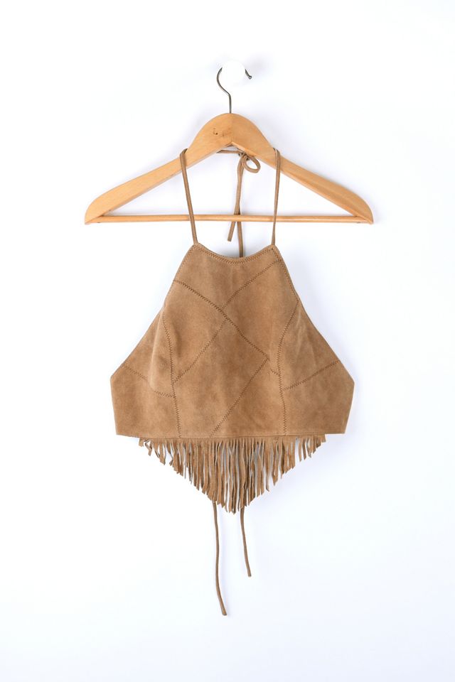 Vintage Y2k Patchwork Suede Halter Top | Urban Outfitters