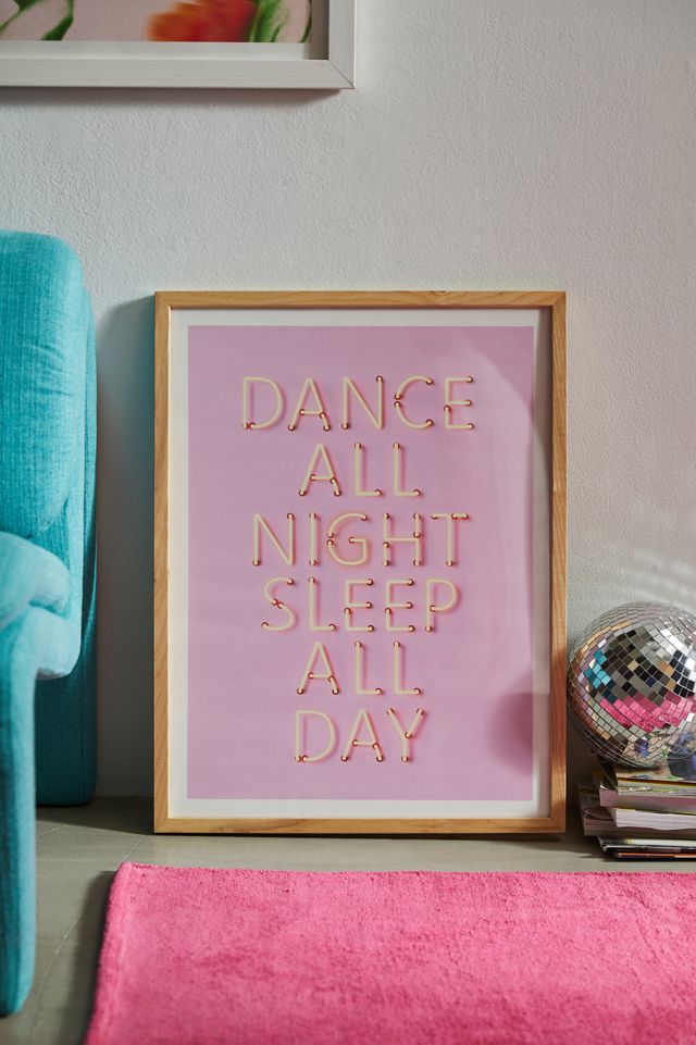 ShowMeMars Dance All Night Pink Neon Art Print | Urban Outfitters Canada