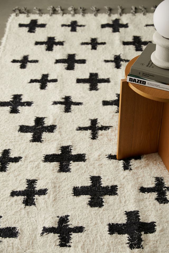 Allover Cross Shag Rag Rug | Urban Outfitters