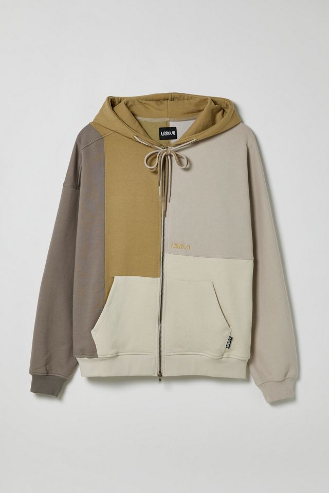 AJOBYAJO Color Mixed Zip Hoodie Sweatshirt | Urban Outfitters