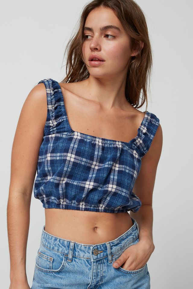 Urban Renewal Remade Scrunchie Flannel Cropped Tank Top | Urban Outfitters