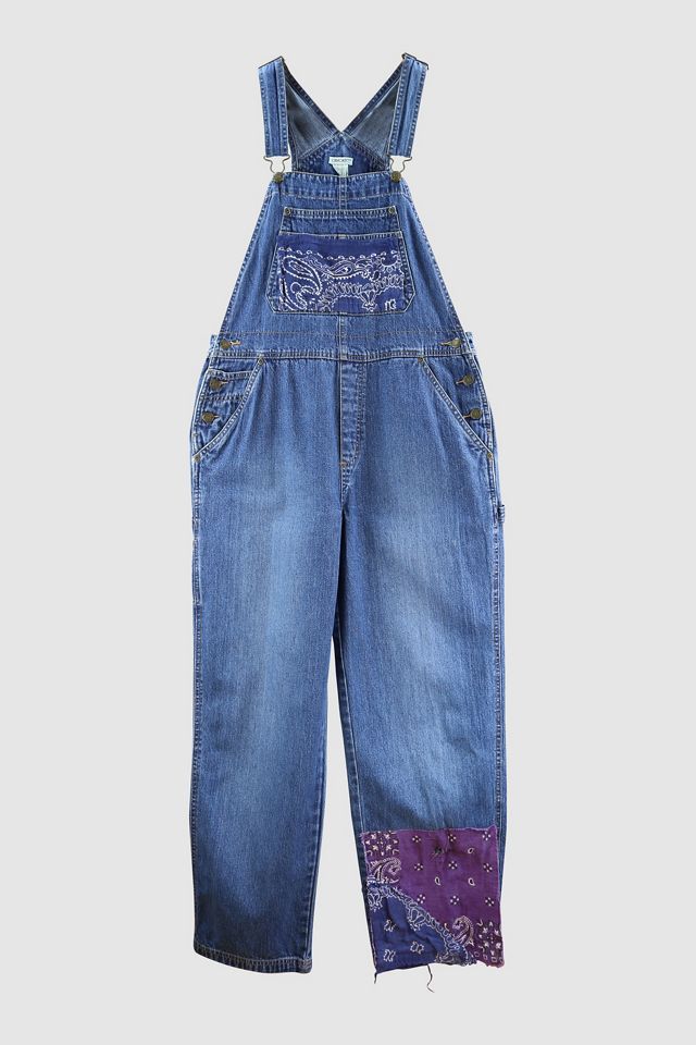 Vintage Y2K Paisley Patch Dark Wash Overalls | Urban Outfitters