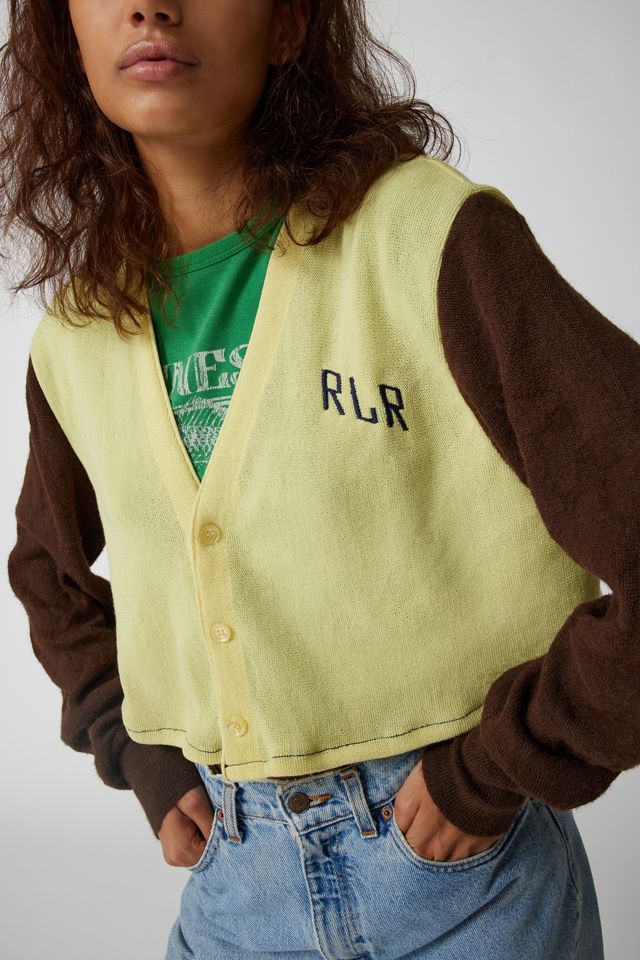 Urban Renewal Remade Two-Tone Cropped Golf Cardigan | Urban Outfitters