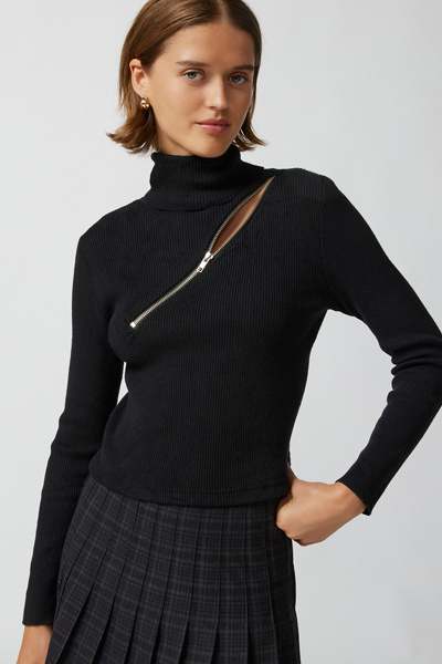 Urban Renewal Remade Diagonal Zip Turtleneck Top | Urban Outfitters