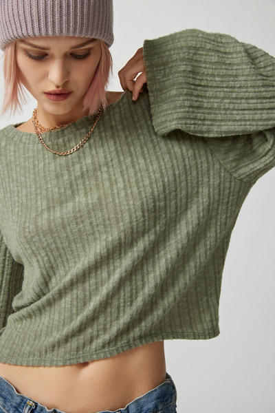 Urban Renewal Remnants Ribbed Drippy Sleeve Sweater | Urban Outfitters