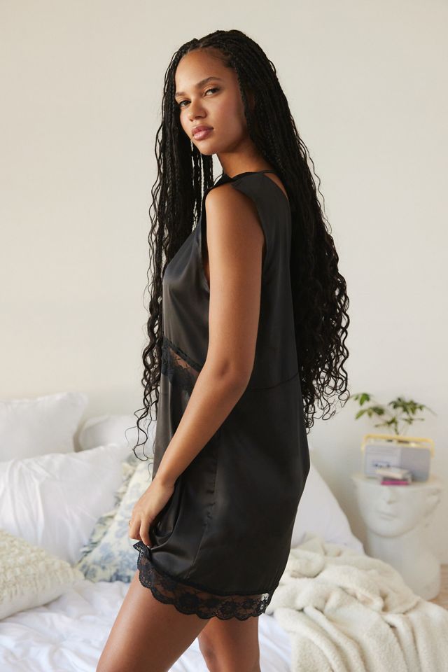 Kat The Label Flynn Satin & Lace Slip Dress | Urban Outfitters