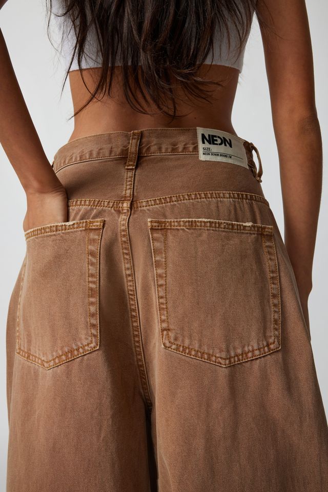 Neon Denim Leroy Wide-Leg Jean - Brown Stone Wash | Urban Outfitters