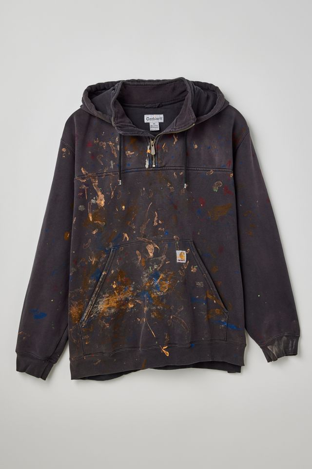 Vintage Paint Splatter Quarter Zip Hoodie Sweatshirt | Urban Outfitters