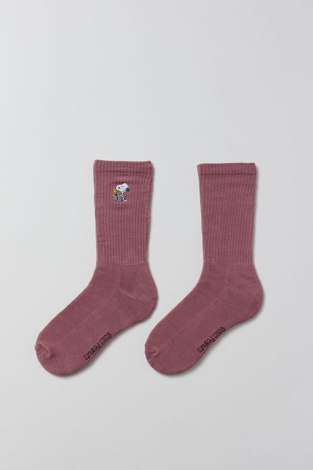Peanuts Snoopy & Woodstock Friends Embroidered Crew Sock | Urban Outfitters