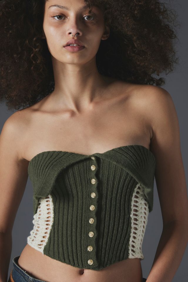 Jaded London Knit Strapless Corset Top | Urban Outfitters