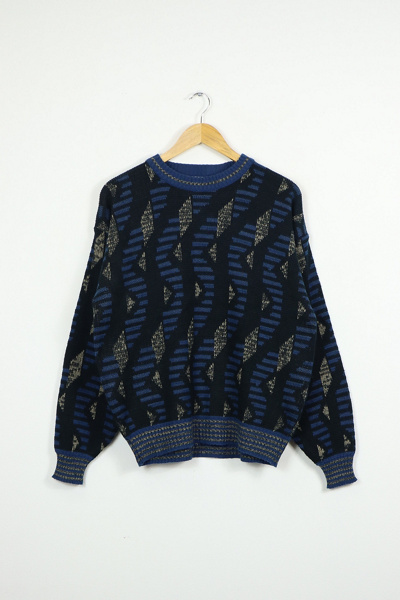 Vintage Blue Pattern Sweater | Urban Outfitters